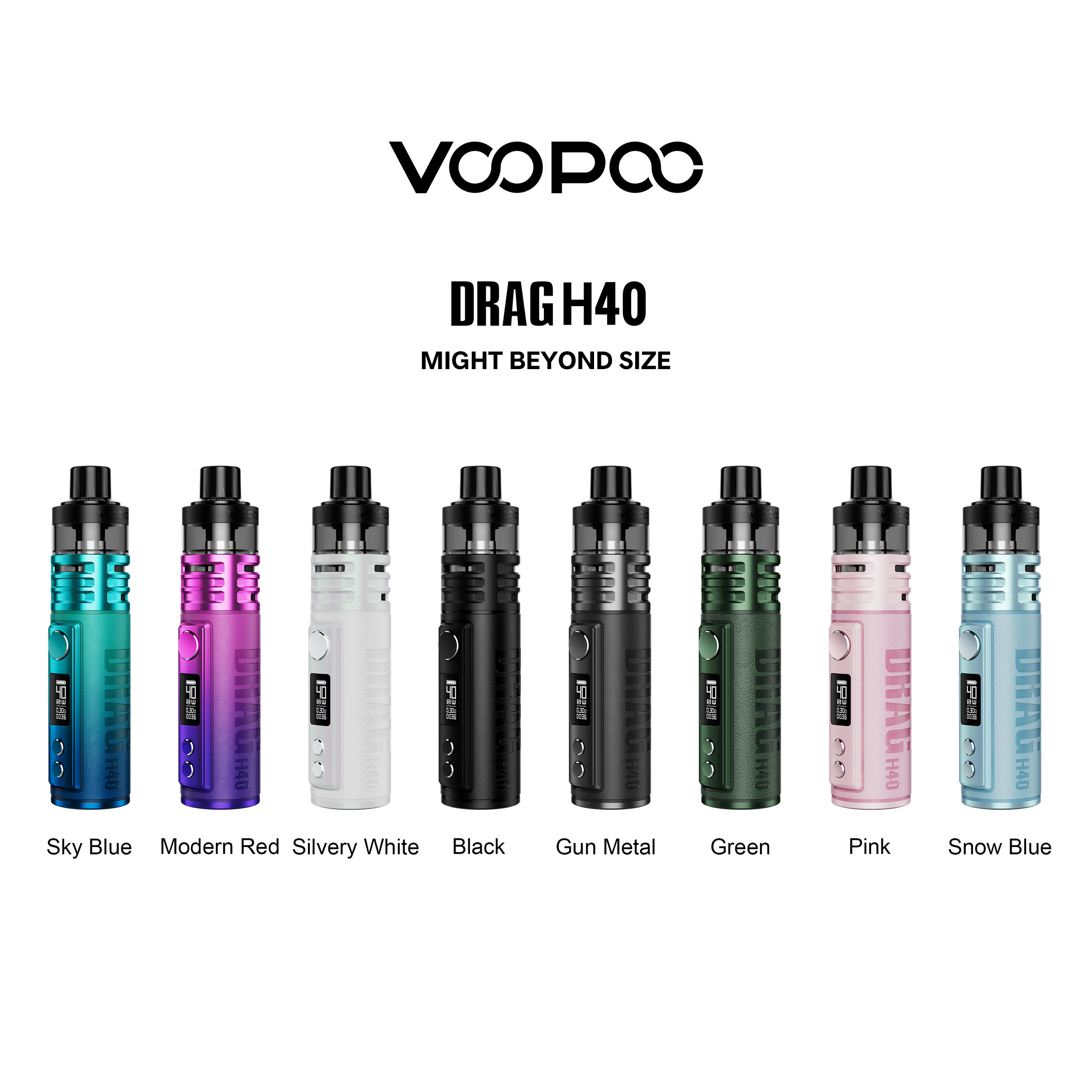 VooPoo Drag H40 Kit, 5ml pnp pod ii empty pods 2pk, pnp 5pk coils, internal battery